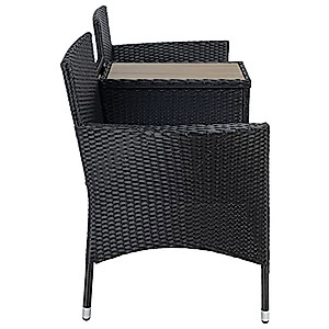 Safavieh Outdoor Collection Viora Wicker Loveseat PAT7710A, Black/White Cushion