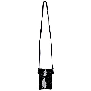 MAPOLO Feather Black And White Women Small Crossbody Bag Cell Phone Purse Wallet for Women Girls