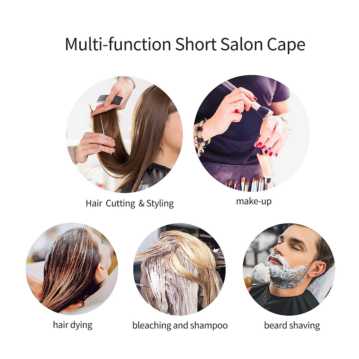 Short Makeup Comb Out Cape Bib, Salon Hair Dye, Shampoo, Chemical Capes Waterproof