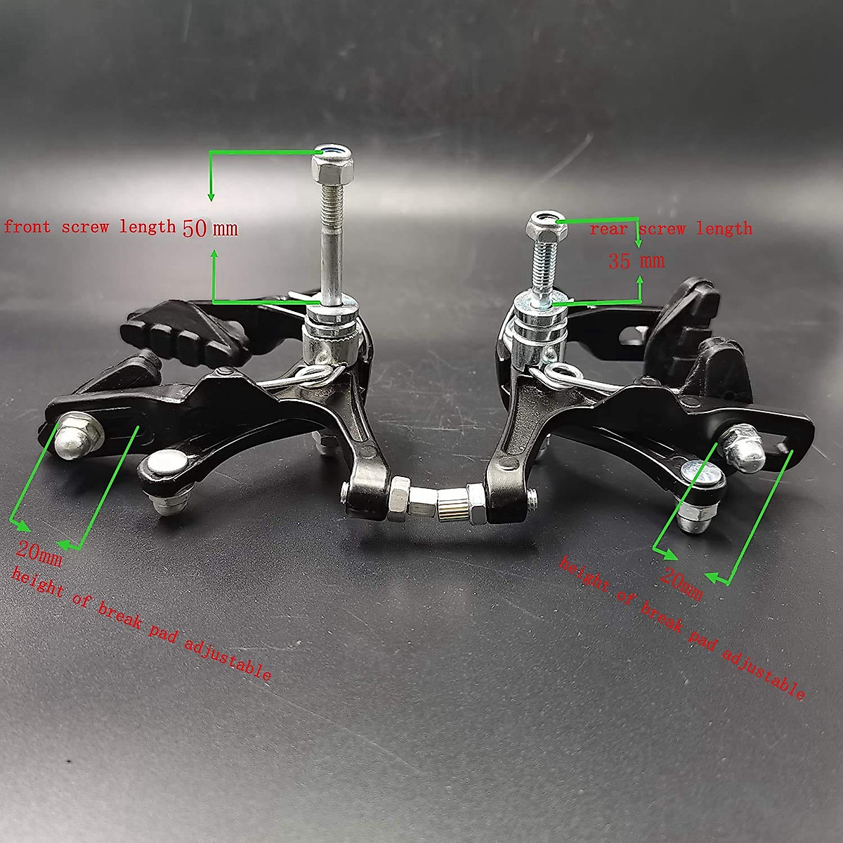 CDHPOWER Bike Brake, Bike Disc Brake, Bicycle C Brake Caliper, Aluminum Alloy Front & Rear Side Pull Brake Set Bike Accessory for Mountain Bike, Folding Bike, Road Bicycle (Black)