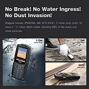 AGM M6 4G Rugged Phone, Cell Phone for Seniors & Kids, Dual SIM IP68/IP69K Waterproof Phone, MIL-STD-810H, T-Mobile, 2.4" Screen, 48+128MB, 2500mAh Battery, Black, Big Button | Big Font | Big Speaker