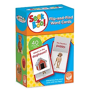 MindWare Seek-A-Boo Flip-and-Find Word Cards – Early Learning Resources for Toddlers & preschoolers – Great for Home or daycares – 40 flashcards & Parent Guide– Ages 3 Months+