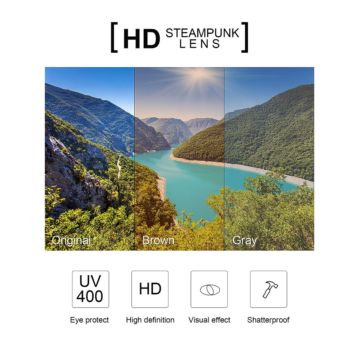 4 Pairs Steampunk Sunglasses Retro Gothic Sunglasses Unisex Vintage Sunglasses (Black Frame Grey Lens, Silver Frame Silver Lens, Gold Frame Brown Lens, Brown Frame Brown Lens)