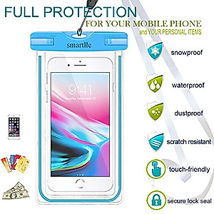 smartlle Waterproof Phone Pouch, Universal Waterproof Phone Case, Dry Bag Outdoor Beach Bag for iPhone 13 12 11 Pro Max XR SE XS 8 7 6S Plus, Samsung Galaxy, Moto, and Other Phones Up to 6.9''-4 Pack
