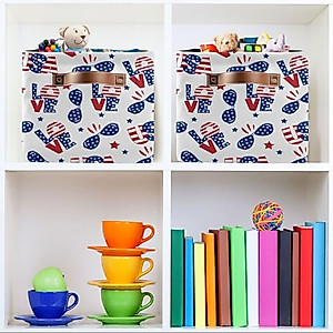 Patriotic Us Independence Day Storage Basket Bins Foldable Decorative Storage Box Laundry Hamper Baskte Storage for Living Room Clothes Nursery Closet Shelf Playroom,1 pcs