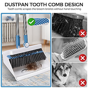 Masthome 42" Large Industrial Mop with 2 Reusable Mop Pads,Commercial Microfiber Mop & Long Handle Lightweight 180 Degree Rotating Broom Set with Squeegee Broom for Floor