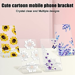 Cute Phone Stand for Desk Clear Yellow Sunflower Girls Women Kids Pretty Flower Floral Adjustable Phone Stand Holder Desk Accessories Compatible with All Phones,Tablets,iPhone,Switch,iPad.