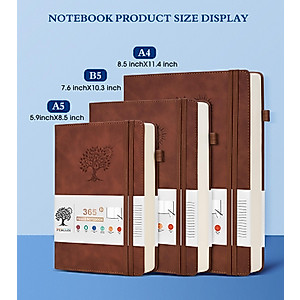 A5 Lined Journal Notebook - 365 Page Leather Journals for Writing Women & Men，Hardcover Notebook with 100Gsm Thick Pages，Daily Diary for Travel, Work，School，Note Taking，College Ruled (5.9" x 8.5")