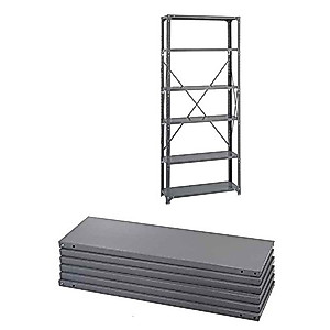Safco Products 6250 Industrial Shelving 36"W x 12"D Shelves, (Qty. 6) for Industrial Shelving Post Frame (Sold Separately), Gray