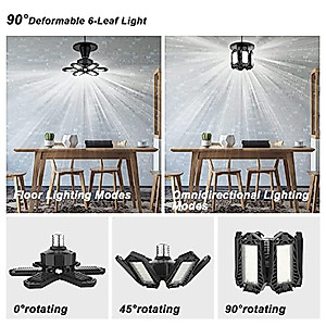 DAJOUJS 8 Pack LED Garage Lights 120W LED Shop Light with 6 Ultra Bright Adjustable Panels Led Lights for Garage Light Deformable Ceiling Lights for Garage Attic Basement E26 E27 Base