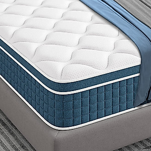 koorlian Queen Mattress 12 Inch, Hybrid Queen Bed Mattress with Individual Pocket Springs and Pressure-Relieving Memory Foam, Breathable, Medium Firm Mattress in a Box Queen Size 80"x60"x12"