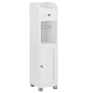 VASAGLE Small Bathroom Storage Cabinet, Toilet Paper Holder with Storage, Toilet Paper Storage Cabinet, Bathroom Organizer with Adjustable Shelf, Water-Proof Feet, for Small Spaces, White UBBC846P31