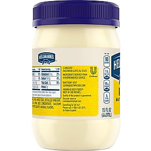 Hellmann's Real Mayonnaise Real Mayo For a Creamy Sandwich Spread or Condiment Gluten Free, Made With 100% Cage-Free Eggs 15 oz