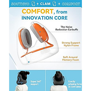 SOUTHVO Travel Pillow Airplane with Noise Canceling Earmuffs NRR 25dB, Memory Foam Travel Neck Pillow, 360°Neck Support Travel Essentials for Airplanes, Cars, Office Napping (Rock Gray, M)