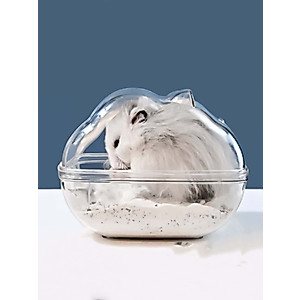 QWINEE Hamster Sand Bath Tub Transparent Hamster Toilet Bath Container Cage Accessories for Gerbil Syrian Mouse Chinchilla and Other Small Animals Clear S