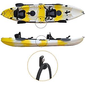 WILLWIN 2 Pcs Kayaks Canoe Side Mount Handles Replacement with Bungee Cord Paddle Holder Accessories + 2 Pcs J Hook with Hardware Kit for Luggage Handle, Cooler Handle, Incubator Handle