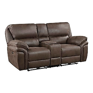 Lexicon Dorritt Wall-Hugger Power Double Reclining Loveseat, Brown