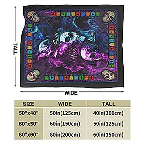 Skull Blanket for Boys Girls Spooky Goth Boho Skull Skeleton Throw Blanket Soft Cozy Warm Fuzzy Fleece Skull Bedroom Decor Blanket for Women Adults Couch Sofa Bedding 50"X40"