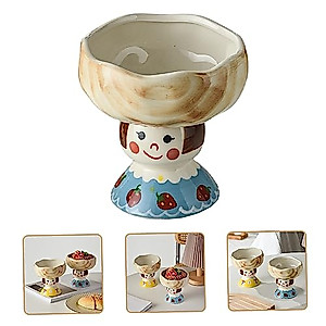 USHOBE Dessert Bowl Concrete Tray Decorative Trays Dessert Tray Footed Serving Bowl Fruit Dessert Bowl Footed Trifle Bowl Ice Cream Bowl Salad Bowl Ceramic Ice Cream Bowl Blue Plate