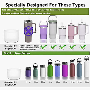 2Pcs Silicone Boot for Stanley Quencher H2.0/IceFlow Flip/Hydroflask 20oz 30oz 40oz Tumblers- Silicone Bumper Boot Sleeve for Stanley Cup with Handle Accessories Anti-Scratch Bottle Protective Cover