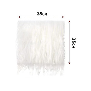 UUYYEO 2 Pcs 10 x 10 Inch Faux Fur Fabric Squares Soft Fluffy Fabric for Sewing Plush Fabric Squares Shaggy Fur Cuts Patches Costume Decoration Fabric White