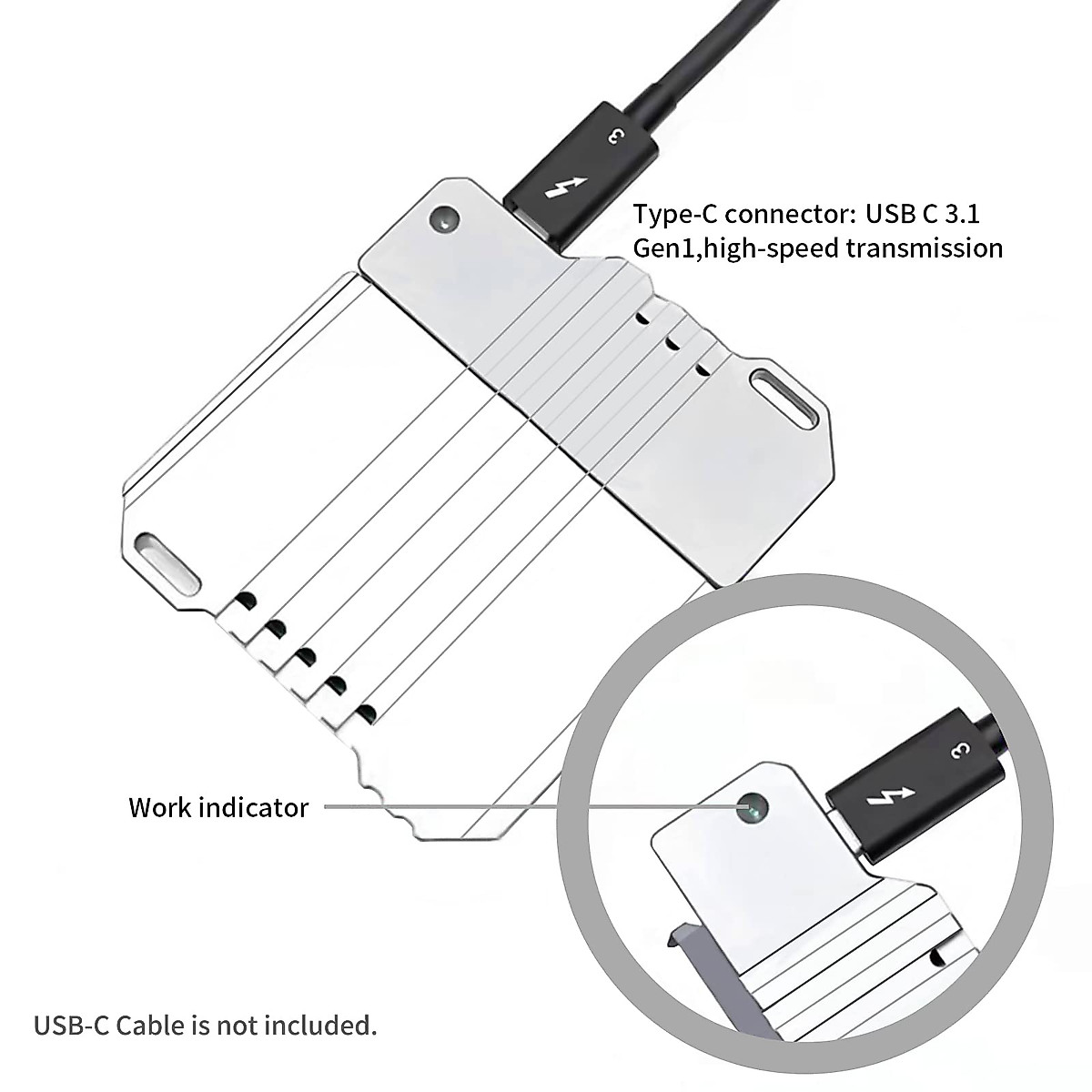 ANDYCINE Lunchbox Reader Interface USB-C to SATA Adapter Compatible with Lunchbox ATOMOS Ninja V SSD Carder