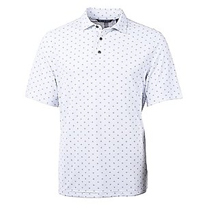 Cutter & Buck Virtue Eco Pique Tile Print Recycled Mens Big & Tall Polo, White, XLT
