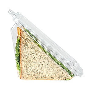 Restaurantware Tamper Tek 7.4 x 3.9 x 3.5 Inch Triangle Take Out Containers 100 Durable Sandwich To-Go Containers - Tamper-Evident Freezable Clear Plastic Sandwich Containers With Hinged Lids