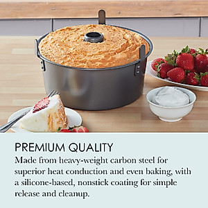 Chicago Metallic Professional 2-Piece 9.5-Inch Angel Food Cake Pan with Feet, 9.5 x 4