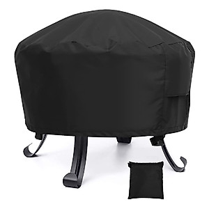 SINGLYFIRE Fire Pit Cover Round for 22Inch-26Inch Fire Pit Heavy Duty Thick PVC Coating with 2Air Vents Waterproof Firepit Cover Outdoor Anti-UV Fire Bowl Cover All-Season Protection