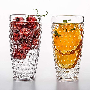 EVEREST GLOBAL Vintage Hobnail Highball Glasses set of 6, 13 oz Old Fashioned Beverage Vintage Glassware Set for Milk Beer Soda Juice Whiskey Perfect for Dinner Table Parties Bars Restaurants