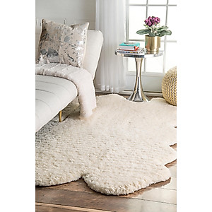 nuLOOM Sheepskin Sexto Pelt Shag Area Rug, 4' 9" x 6', Natural