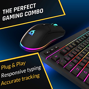 KLIM Duo - New 2023 Wireless Gaming Keyboard and Mouse Combo - Compact Durable Ergonomic - Silent Backlit TKL Keyboard - RGB Gaming Mouse Wireless - Long-Lasting Built-in Battery