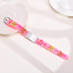 Personalized Safety Bracelet for Kids - Customized Stainless Steel Tag & Cartoon Silicone Strap Wristband for Kid Girls Boys Toddler,Free Engraving Adjustable Child Anti-Lost Safety Bracelets