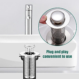 Bathroom Sink Stopper Hair Catcher, 2024 New Bathroom Sink Drain Strainer, Pop Up Drain Strainer with Removable Filter Basket Hair Catcher, Universal Strainer for Bathroom Kitchen (1.96*1.29in 2PCS)