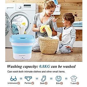 Portable Washing Machine, Mini Washer, Foldable Small Washer for Underwear, Socks, Baby Clothes, Towels, Delicate Items (Blue)