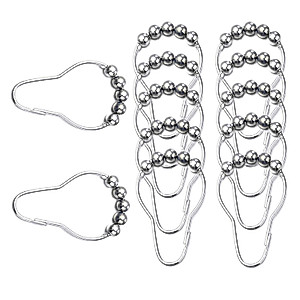 Fangkun 12pcs/Set Shower Curtain Rings Hooks Stainless Steel Hook Chrome Double Glide for Bathroom Shower Rods Curtains