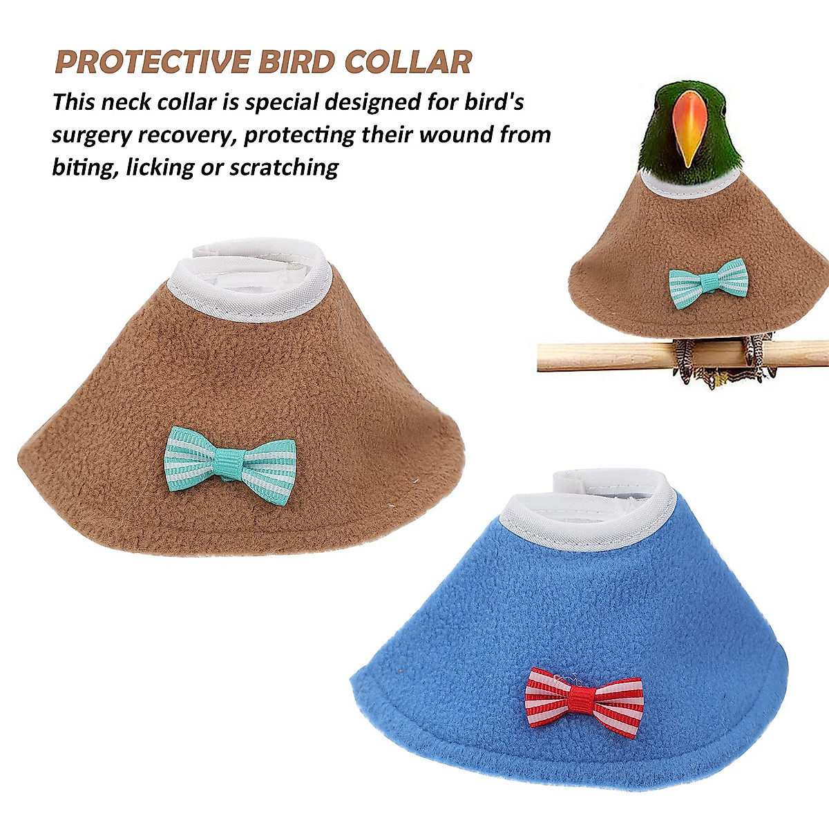 2 Pcs Collar Puppy Cone Bird Safety Neck Cover Bird Neck Brace Bird Neck Cone Bird Neck Protector Parrot Recovery Cone Parakeet Bird Neckbands Pet Felt Cloth