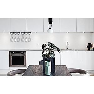 FOLOU Wine Glass Rack Under Cabinet Storage, Stemware Holder for Wire Shelves, Wine Glasses Storage Hanger Metal Organizer for Bars, Kitchen, Restaurants(34 Rows Black) (4 ROES Black)