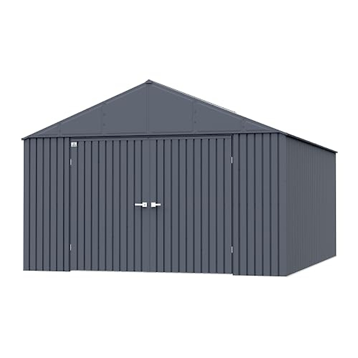 Arrow Shed Elite 12' x 16' Outdoor Lockable Gable Roof Steel Storage Shed Building, Anthracite