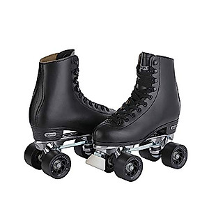 Chicago Men's Premium Leather Lined Rink Roller Skate - Classic Black Quad Skates - Size 11 & Chicago Women's and Girl's Classic Roller Skates - Premium White Quad Rink Skates