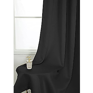 Amazon Brand – Pinzon Blackout Window Curtain Panels for Bedroom - Rod Pocket Thermal insulted Room Darkning Drapes for Living Room - 37x84 inch,2 Panels -Black