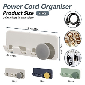 LELE LIFE 6Pcs Power Plug Hook Electrical Plug Holder, Self Adhesive Kitchen Appliance Cord Organizer, Multifunctional Razor Holder for Shower Key Holder Wall Mount