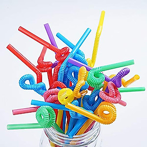 200 Pcs Colorful Plastic Long Flexible Straws.(0.23'' diameter and 10.2" long)