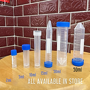 LAMPPE 10 Piece 50ml Plastic Vial Tube with Screw Caps, Graduated Leakproof Aquarium Water Test Tube Replacement Sample Vial Holder Container for Seed Bead Small Screw Tiny Stone