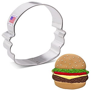 Hamburger Cookie Cutter, 3.75" Made in USA by Ann Clark