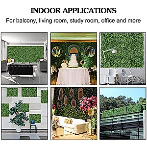 Boshen Pack of 10 PCS 24" x 16" Artificial Grass Green Wall Backdrop Panels 26.6 SQ Ft UV Protected Thickened Faux Boxwood Privacy Hedge Panels Decoration for Party Wedding Backyard Indoor Outdoor