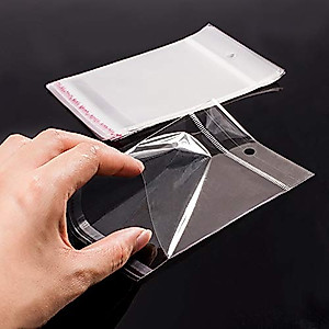 PH PandaHall 400 pcs 3.5 x 3.3 Inch Clear Plastic Bags, Resealable Adhesive Cello/Cellophane Treat Bags Self Sealing OPP Bags for Bakery Soap Cookies Gifts, 1.3 Mil
