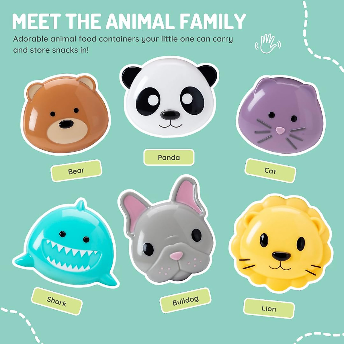 melii Animal Snack Containers for Toddlers and Kids - Airtight, Leakproof Food Storage with Shar Lid - BPA-Free, Dishwasher Safe, Ideal for Lunchboxes and On-the-Go Snacks