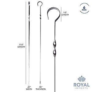 Royal Imports Metal Shish Kabob Skewers Sticks for BBQ Grilling, Roasting, Barbecue Stainless Steel, 17" long Re-usable - 6 Pcs